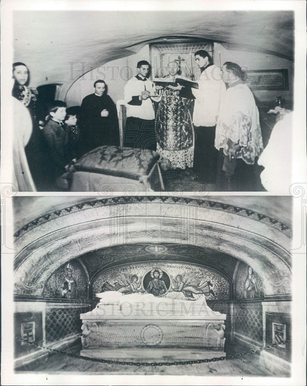 Undated Rome, Pope Pius XI in Final Resting Place, Cardinal Schuster P ...
