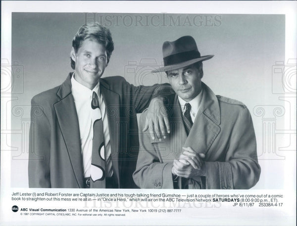 1987 Actors Jeff Lester & Robert Forster TV Show Once A Hero Press Pho ...