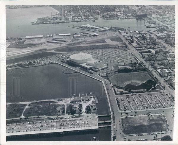 1966 St Petersburg, FL Aerial View, Bayfront Center, Al Lang Field Pre ...
