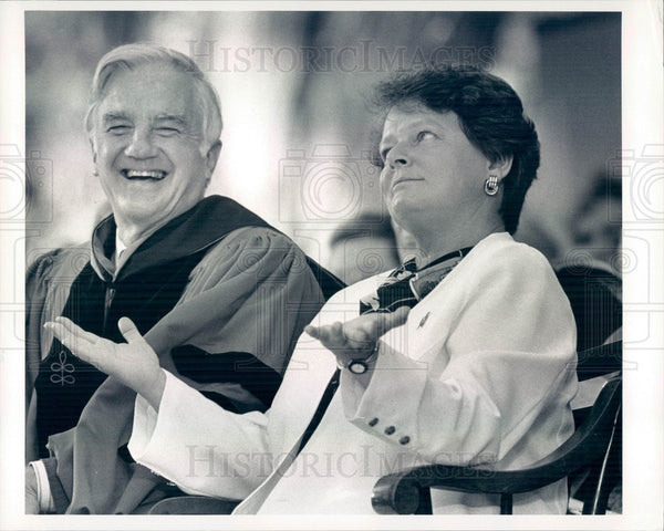 1992 Norway Prime Minister Gro Harlem Brundtland & Derek Bok Press Pho ...