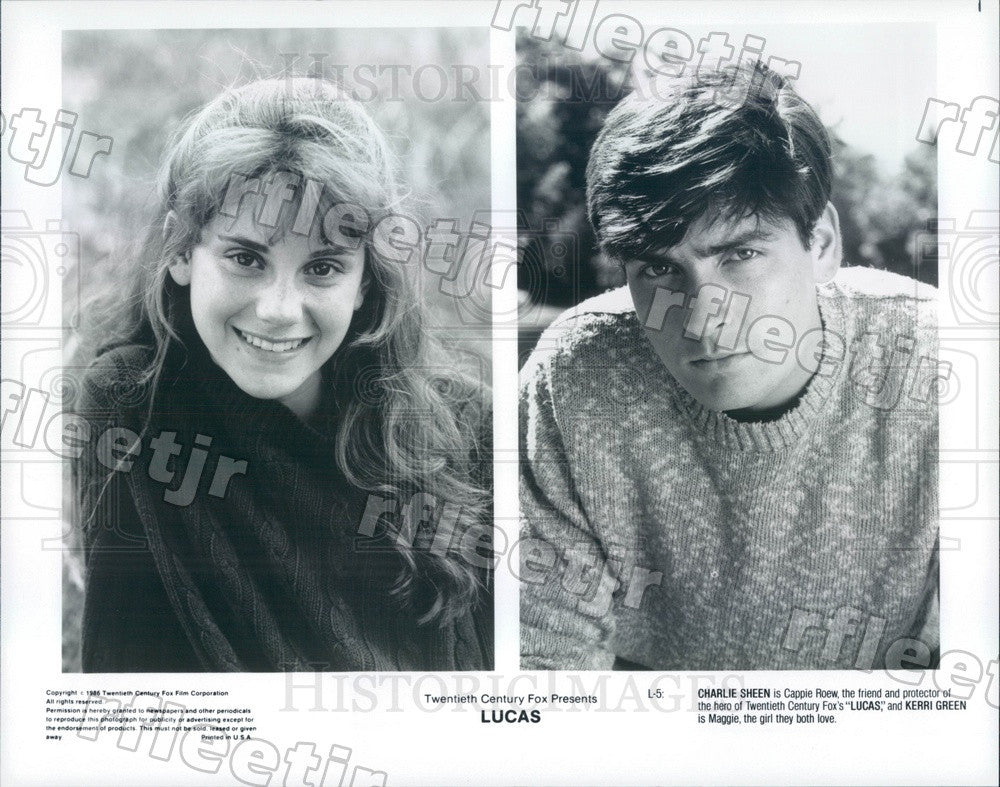 1986 Actors Charlie Sheen & Kerri Green in Film Lucas Press Photo adt1 ...