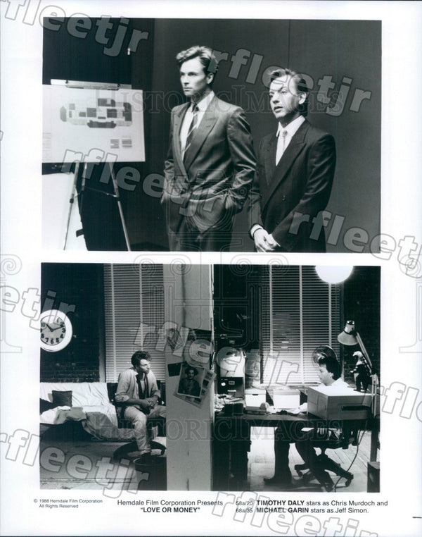 1988 Actors Timothy Daly, Michael Garin in Film Love Or Money Press Ph ...