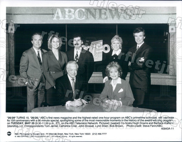 1993 TV Show 20/20 Correspondents Hugh Downs, Barbara Walters Press Ph ...