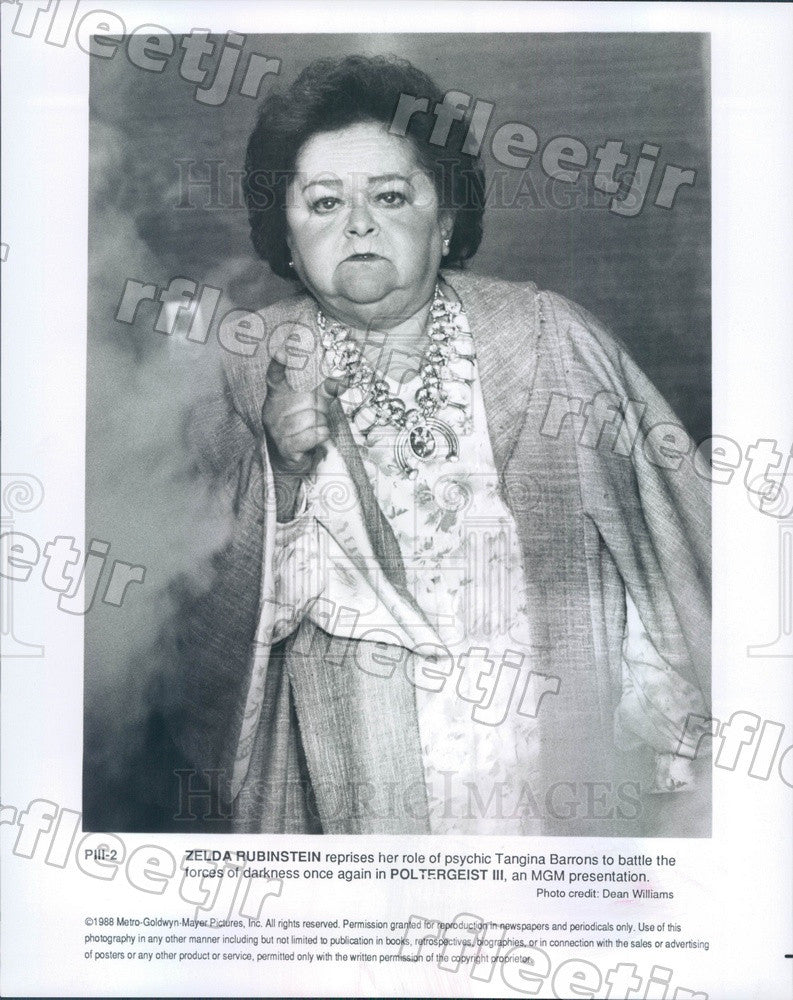 1988 Actor Zelda Rubinstein in Film Poltergeist III Press Photo ady103 ...