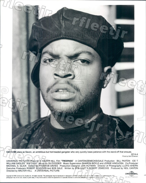 1992 Actor, Rapper Ice Cube in Film Trespass Press Photo ady589 ...