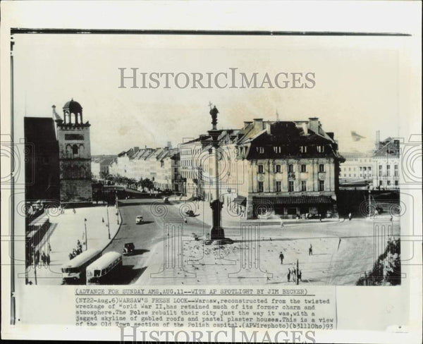 1963 Press Photo Aerial view of people and cars in rebuilt Warsaw, Pol ...