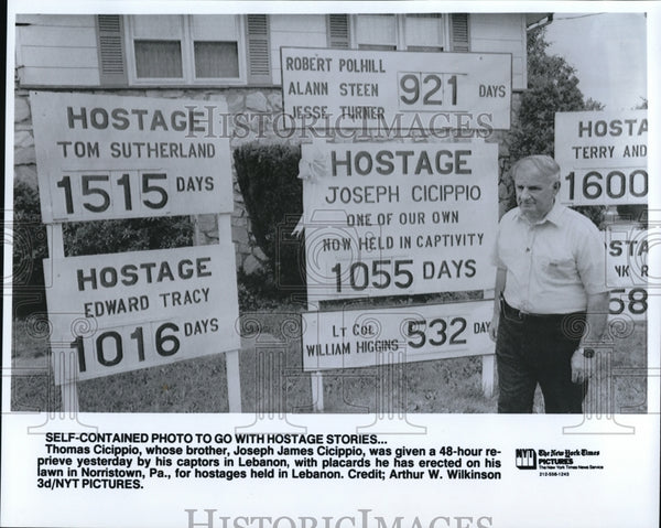 1989 Press Photo Thomas Cicippio brother of Hostage Joseph Cicippio in ...