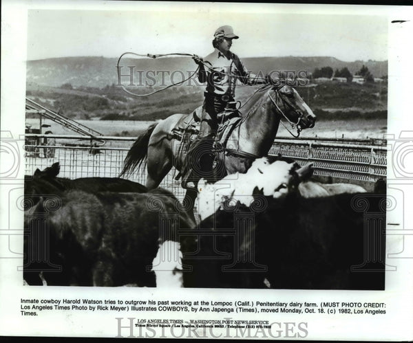 1982 Press Photo Harold Watson, cowboy inmate - Historic Images