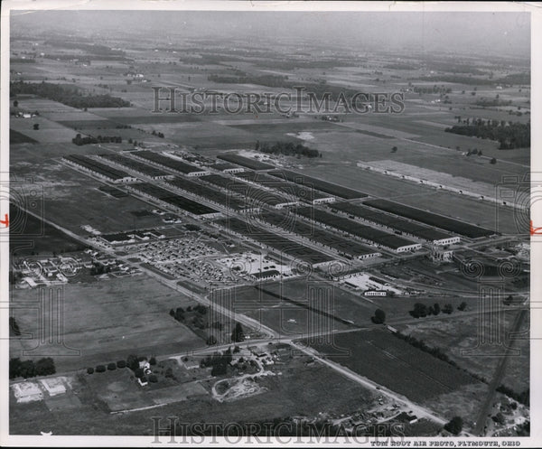Press Photo Aerial view of Shelby Ohio with the Air Force Depot ...