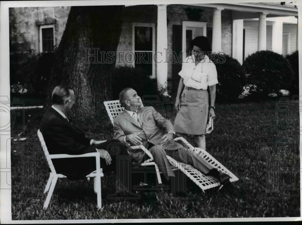 1969 Press Photo Former President Lyndon Johnson interviewed by Walter ...