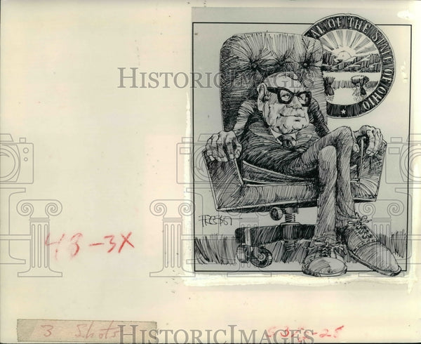 1977 Press Photo Governor James Rhodes painting by Edward Freska - cvb ...