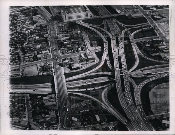 1962 4 level freeway interchange in downtown Los Angeles, California ...