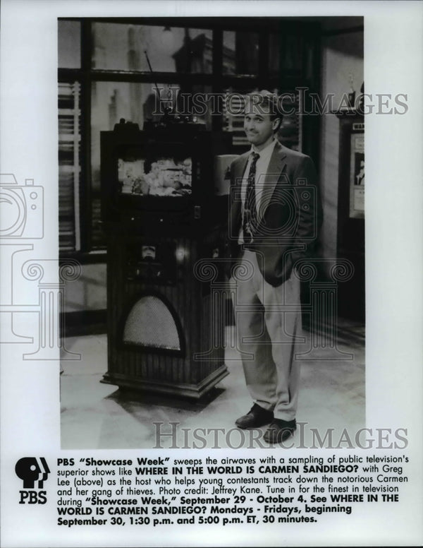 Press Photo Greg Lee (above) in Where in the world is Carmen Sandiego ...