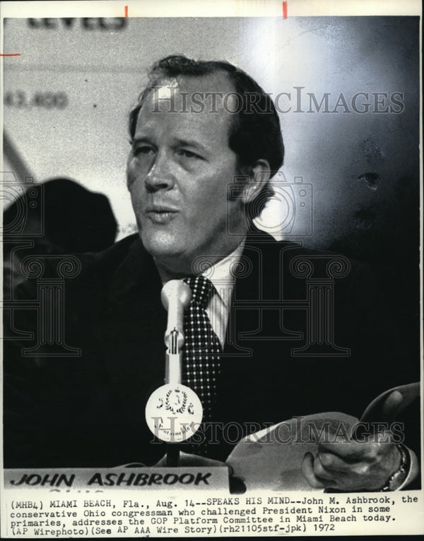 1972 Press Photo Rep John M Ashbrook challenge Pres Nixon addressed to ...