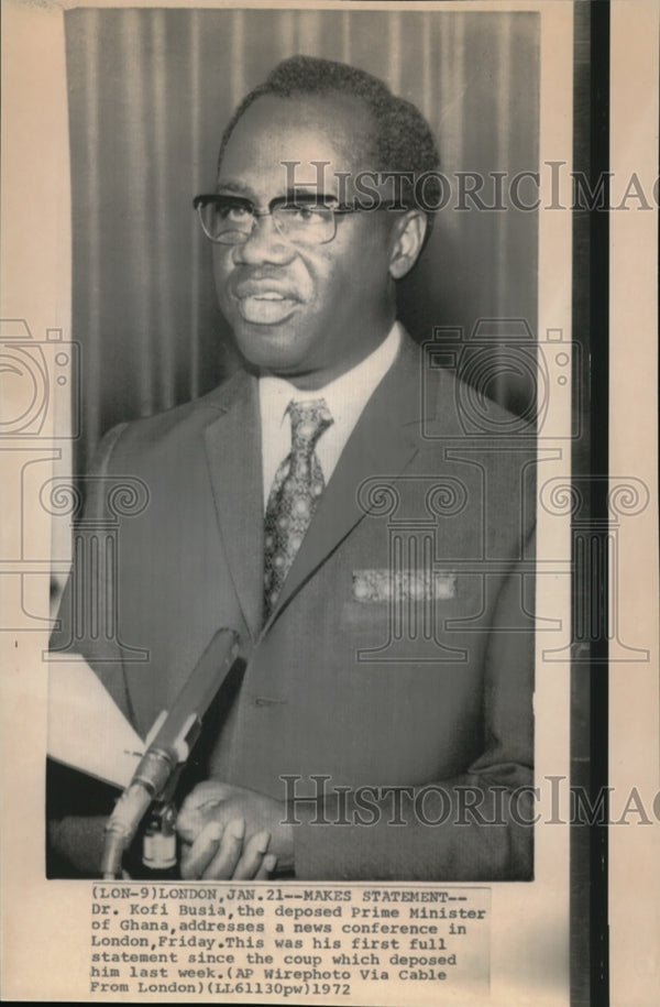 1972 Dr Kofi Busia, the deposed Prime Minister of Ghana - Historic Images