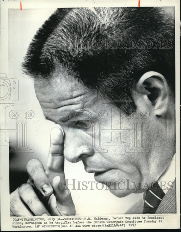 1973 Press Photo HR Haldeman testifies before Senate Watergate Com hea ...