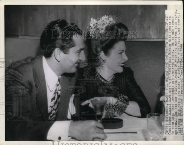 1944 Press Photo Film comedian, Martha Raye with husband Nick Condor ...