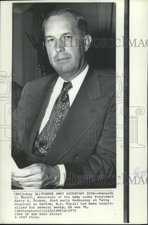 1971 Press Photo Army Secretary Kenneth Royall died in the hospital ...