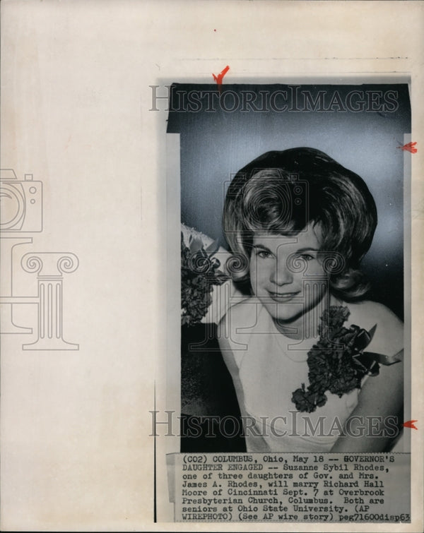 1963 Press Photo Suzanne Sybil Rhodes will marry Richard Hall Moore ...