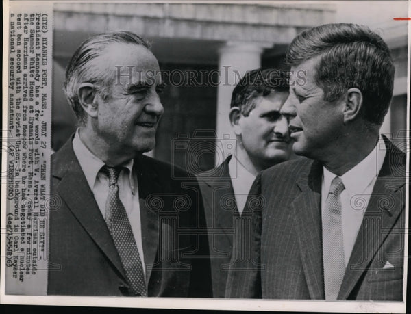1963 Press Photo President John Kennedy with W. Averell Harriman at Ma ...