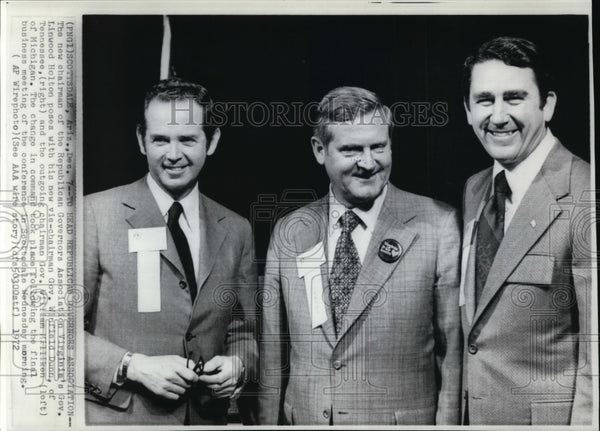 1972 Press Photo Governors Linwood Holton, Winfield Dunn and William M ...