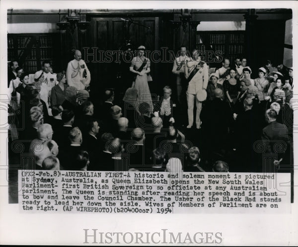 1954 Press Photo Queen Elizabeth opens the New South Wales Parliament ...
