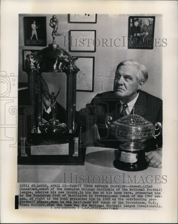 1948 Press Photo Football-James Conzelman, NFL for the Chicago Cardina ...