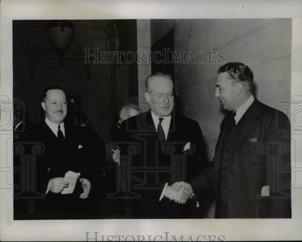 1941 Press Photo Herbert Bayard Swope w/ Sen. William F. Condon & Jame ...
