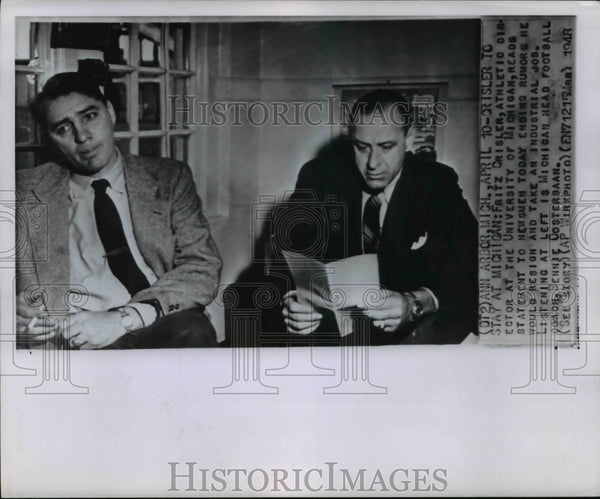 1948 Press Photo Fritz Crisler has ended rumors of leaving & taking an ...