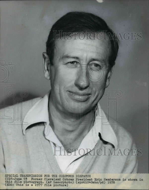 1977 Press Photo A photo of former Cleveland Cobras President Eric Hen ...