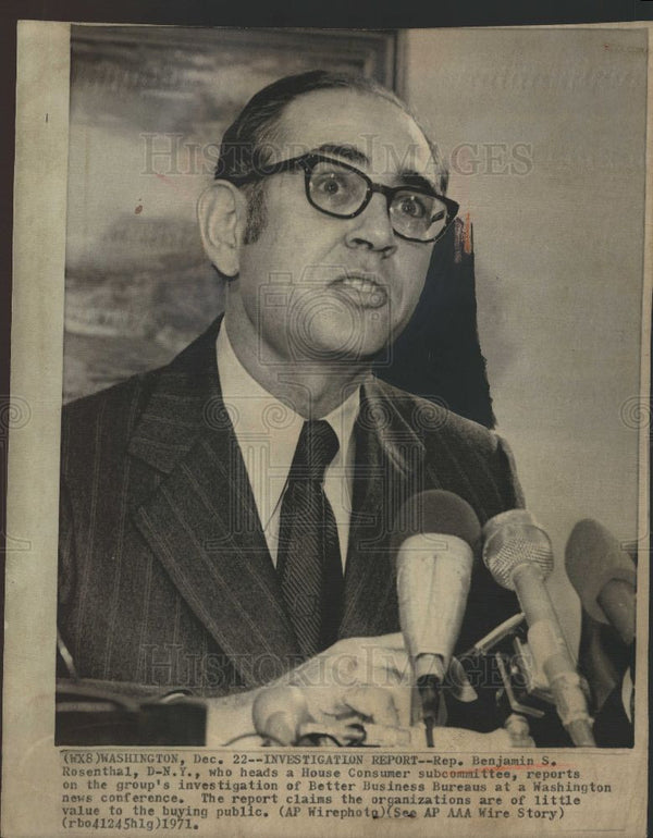 1973 Press Photo Benjamin S. Rosenthal, House Consume - Historic Images