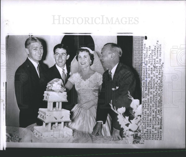 1956 Press Photo Ken Rosewall tennis champ weds Wilma - Historic Images