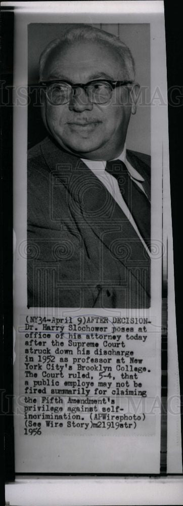 1956 Press Photo Dr. Harry Slochower - Professor - Historic Images