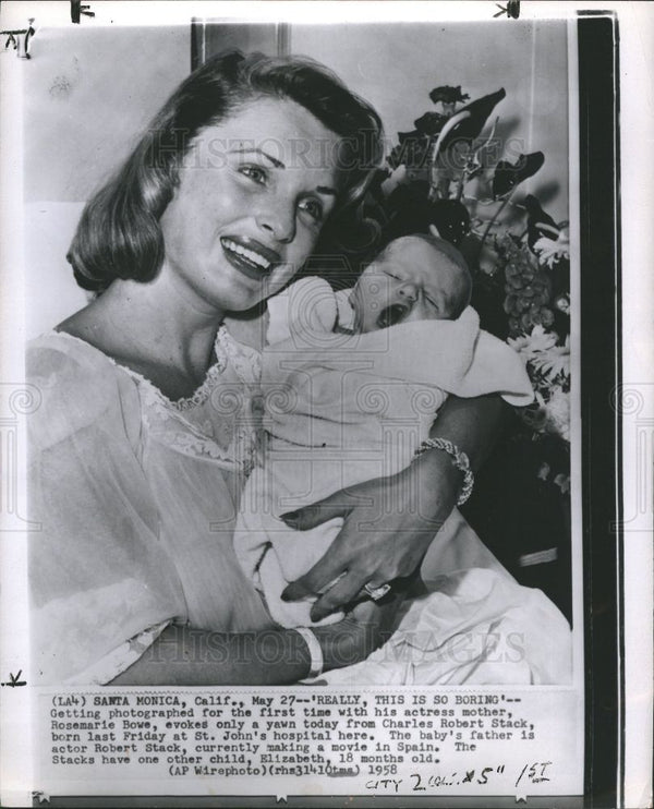 1958 Press Photo Rosemarie Bowe Stack baby Charles - Historic Images