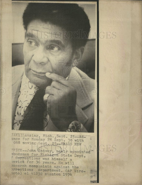 1974 Press Photo John Spivey Department of Corrections - Historic Images