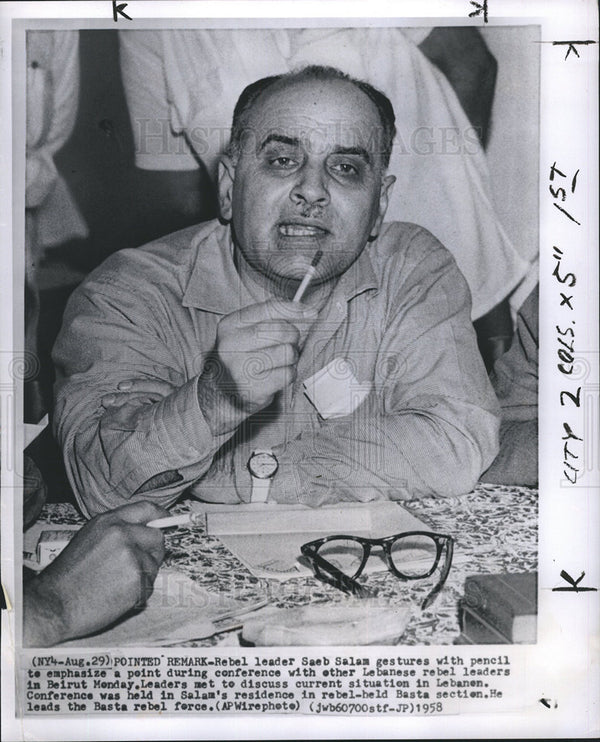 1958 Saeb Salam Lebanese rebel leader Basta - Historic Images