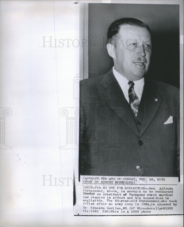 1963 Alfredo Stroessner Matiauda Paraguay - Historic Images