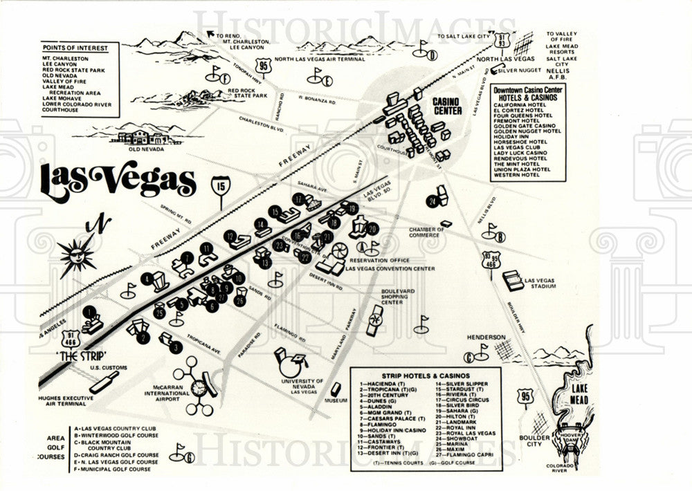 Old Vegas Strip Map 1970
