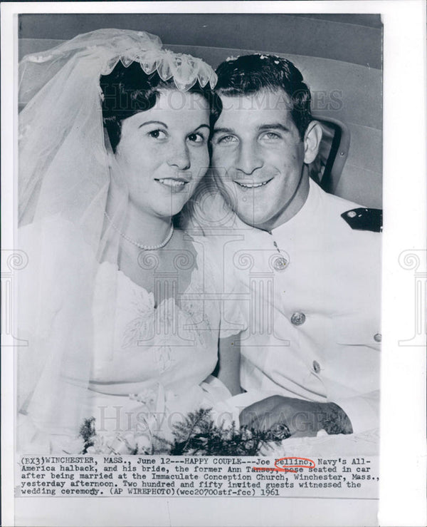 1961 Joe Bellino Ann Tansey wedding Heisman - Historic Images