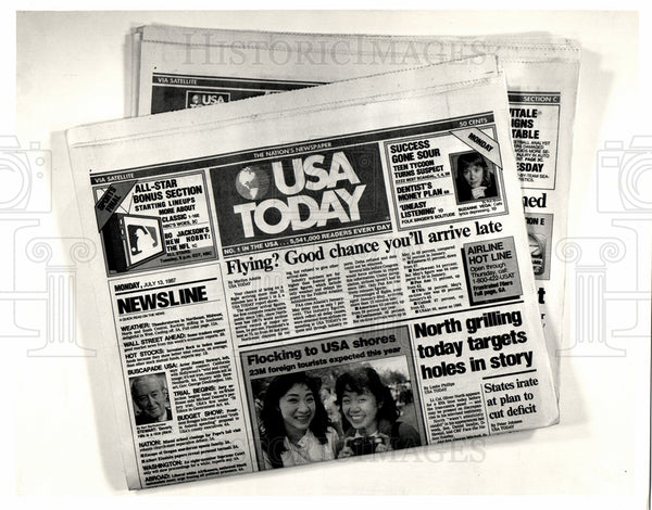 1987 Press Photo USA Today Newspaper United States - Historic Images