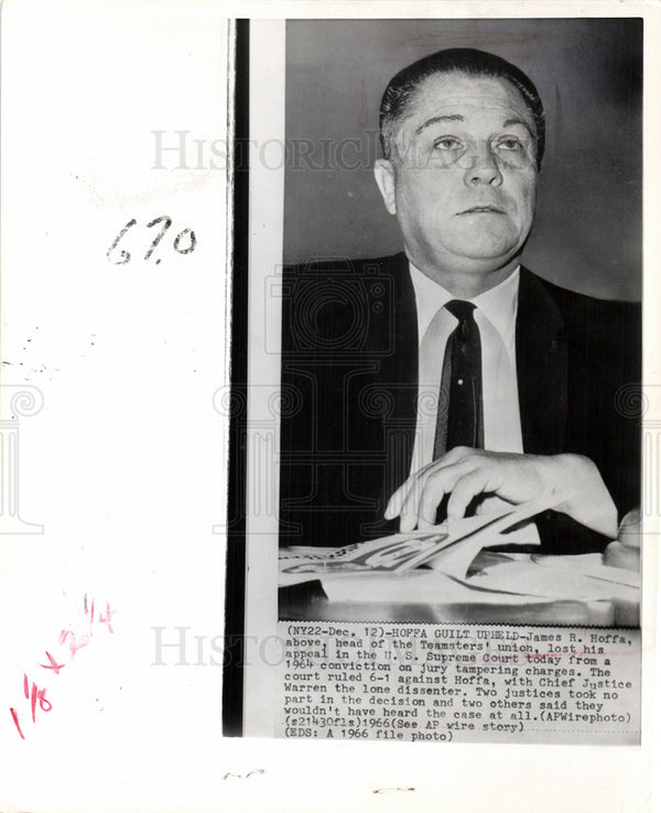 1966, James Riddle Jimmy Hoffa labor leader - Historic Images