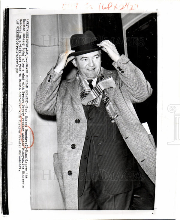 1959, Hubert Humphrey Senator Russia Embassy - Historic Images