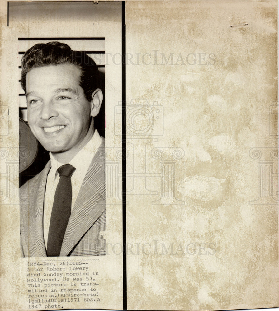 1971, Actor Robert Lowery died Sunday - Historic Images