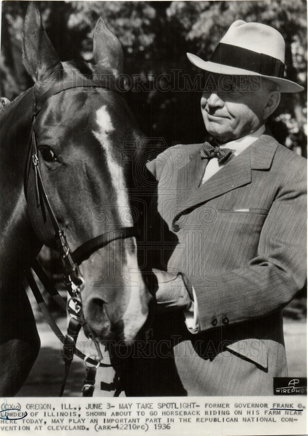 1936, FRANK O. LOWDEN HORSEBACK RIDING - Historic Images