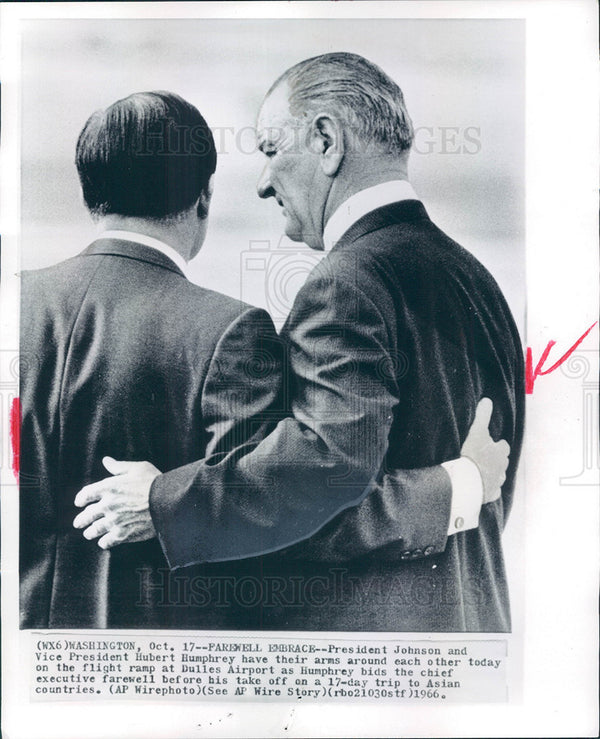 1966, President Johnson Hubert Humphrey LBJ - Historic Images