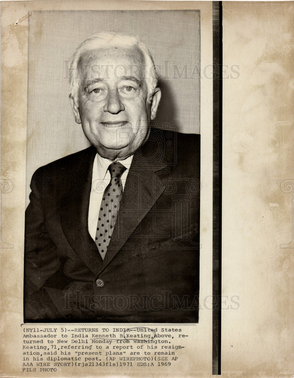 1973, Kenneth Keating ambassador India - Historic Images