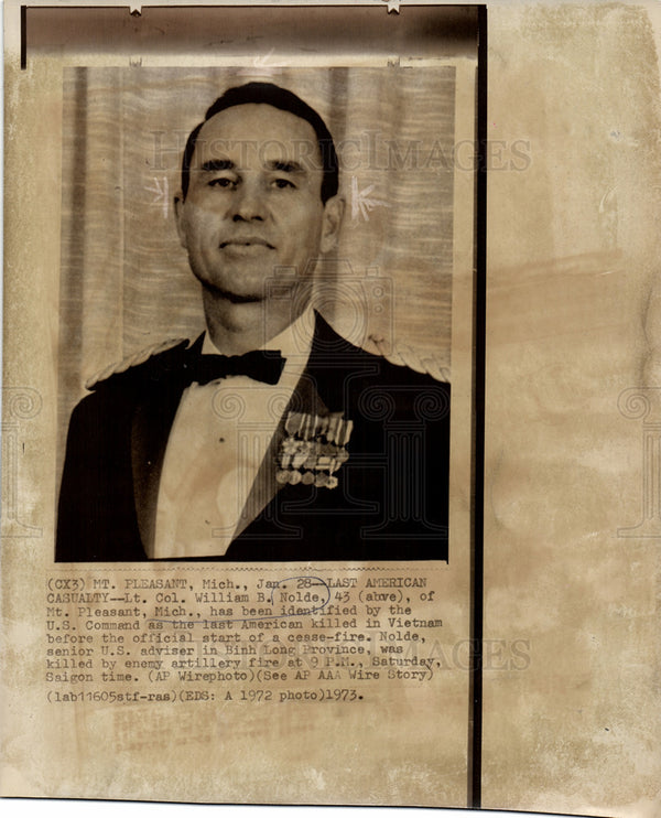 1973, Lt.Col. Nolde, Vietnam, K.I.A. - Historic Images