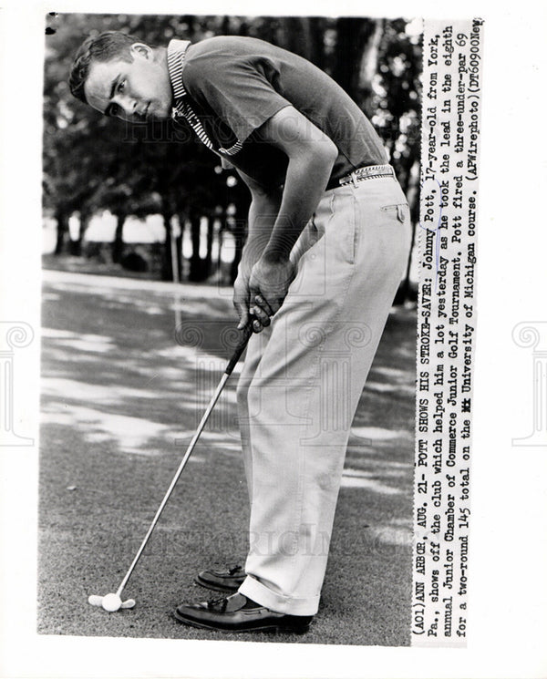 1953, Johnny Pott Michigan Golf Ann Arbor - Historic Images