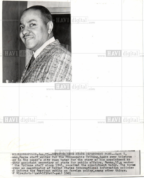Carl Rowan deputy assistant secretary 1961 Vintage Photo Print ...