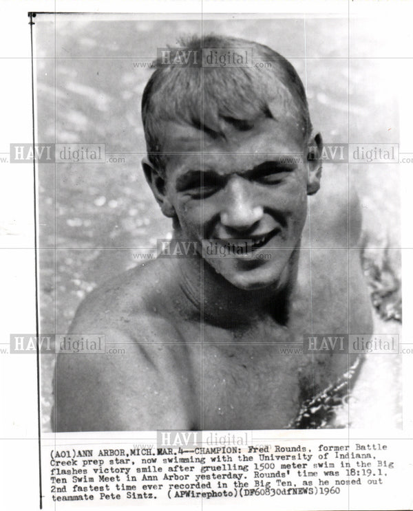 FRED ROUNDS Big Ten Swim Meet 1960 Vintage Photo Print - Historic Images